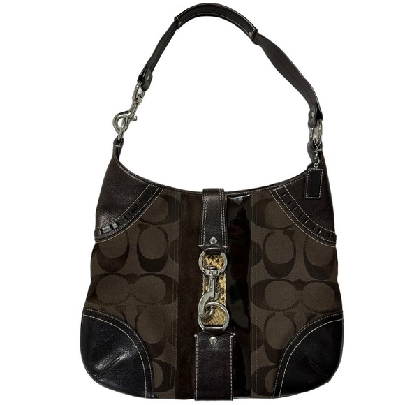 Coach | Bags | Coach Authentic Brown Python Hamptons Hobo Purse Leather ...
